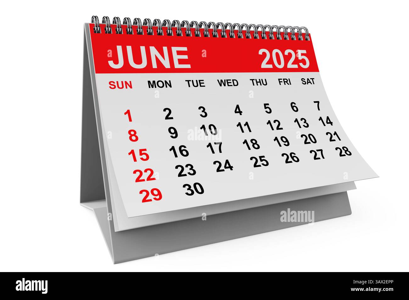 2025 Year June Calendar on a white background. 3d rendering Stock Photo ...