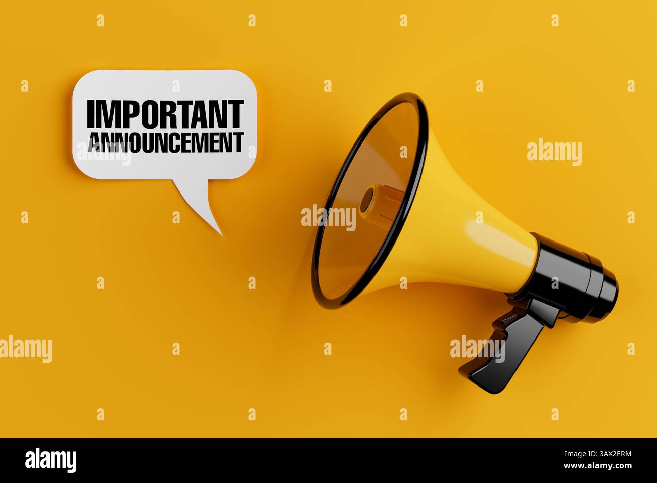 Yellow Megaphone with Important Announcement Sign Speech Clouds Chat ...