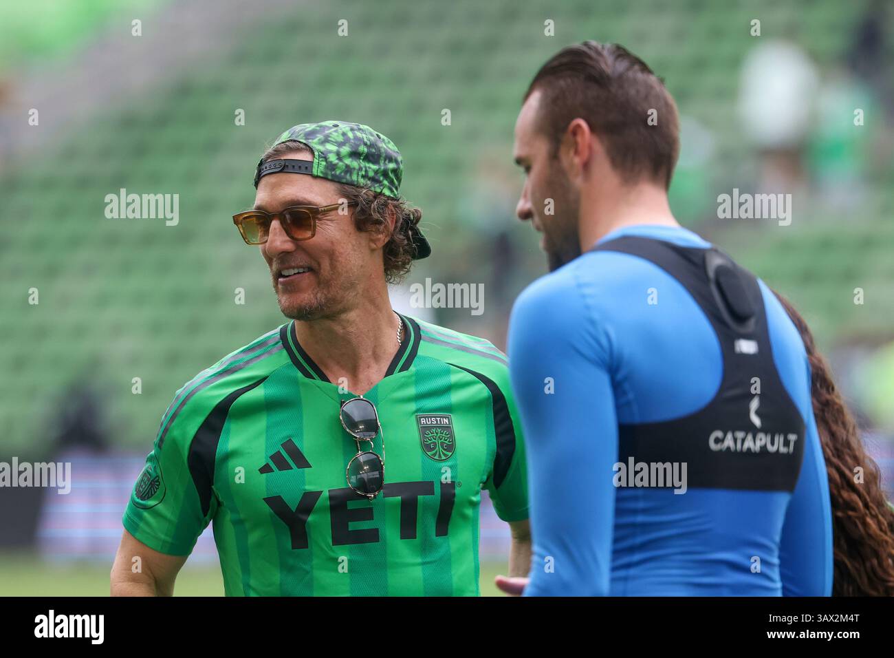 AUSTIN, TX - APRIL 19: Matthew McConaughey talks to Austin FC ...