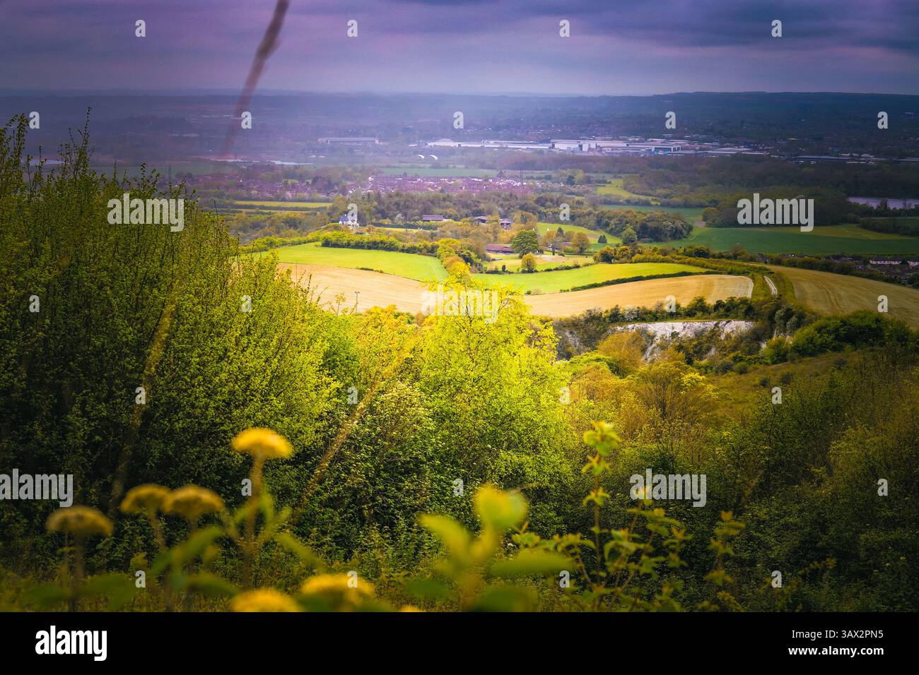 View over Maidstone and North Downs in Kent, England UK Stock Photo - Alamy
