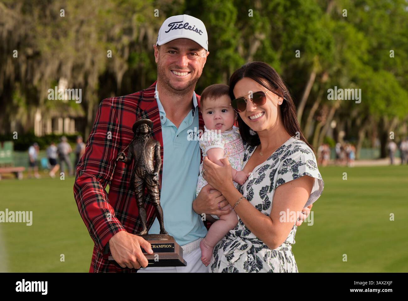 Justin Thomas poses with his wife, Jillian Thomas, and daughter, Molly ...