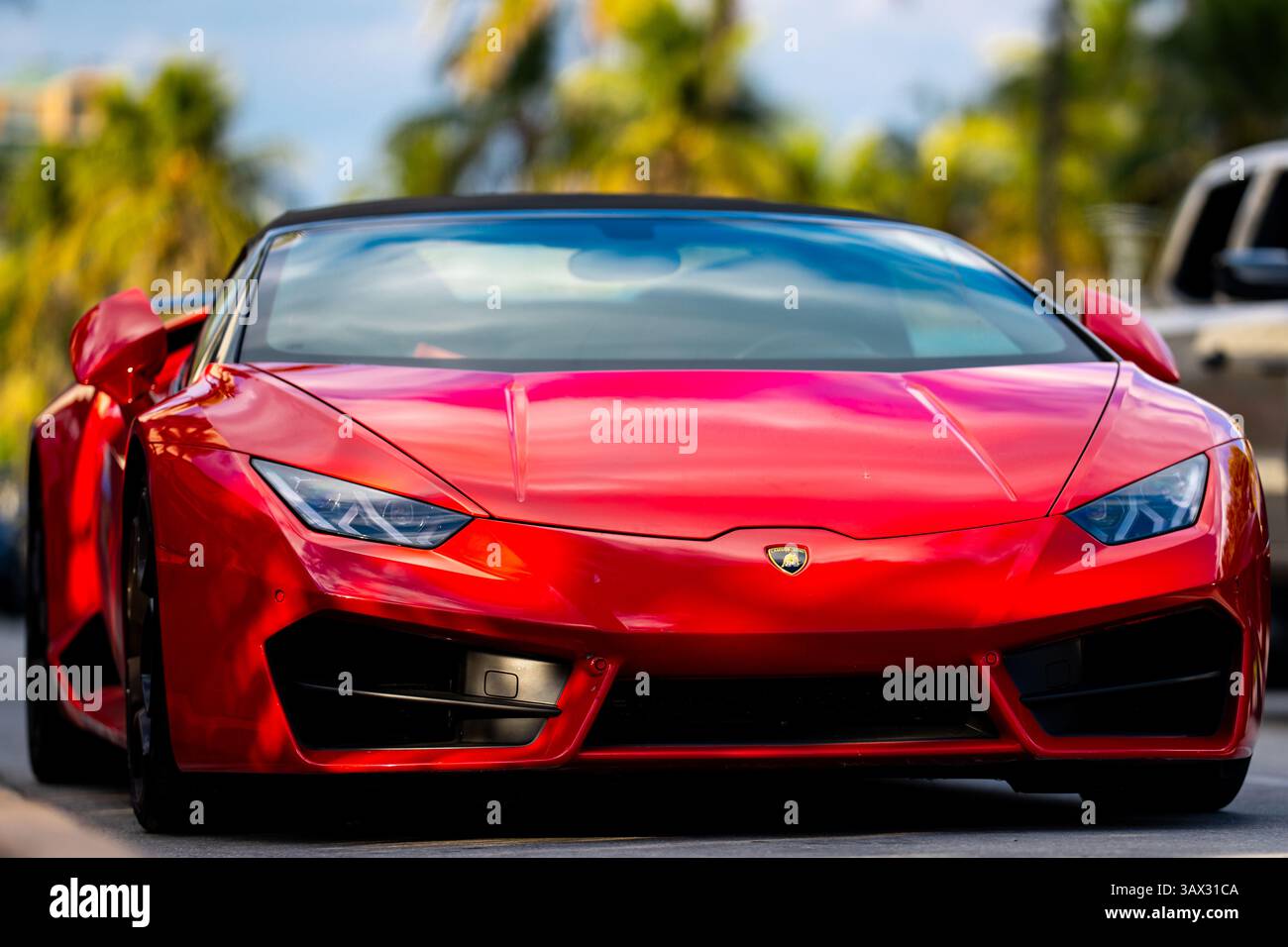 April 3, 2025. Miami. Lambo concept. Lamborghini sportscar on summer ...