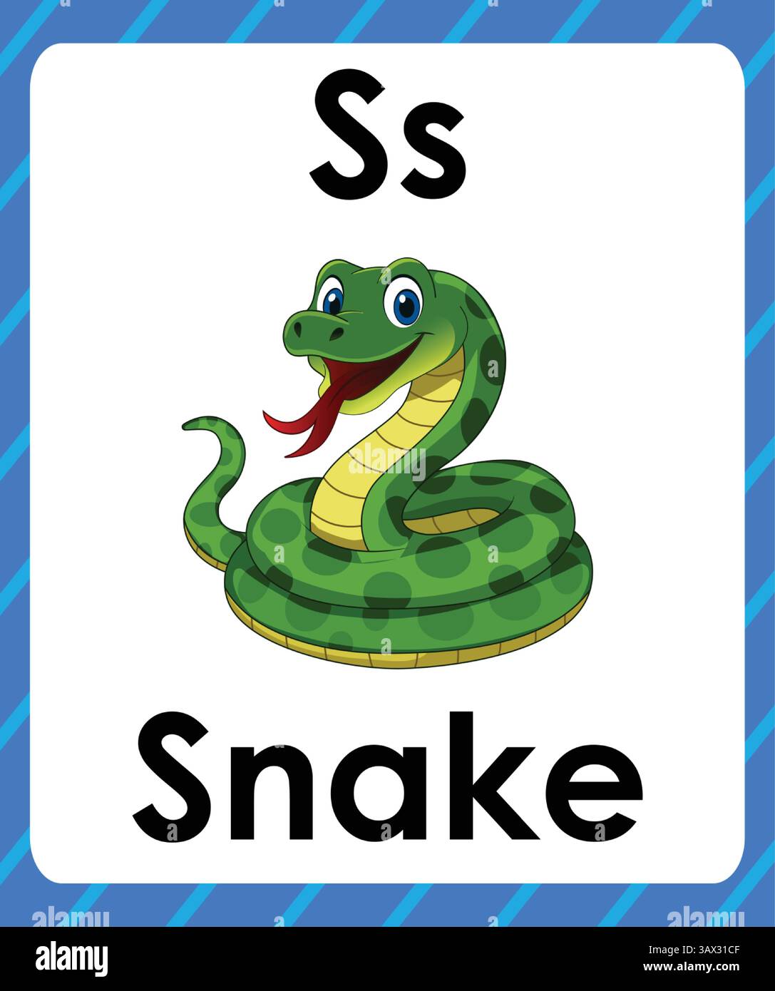 Letter S uppercase cute children colorful zoo and animals ABC alphabet ...