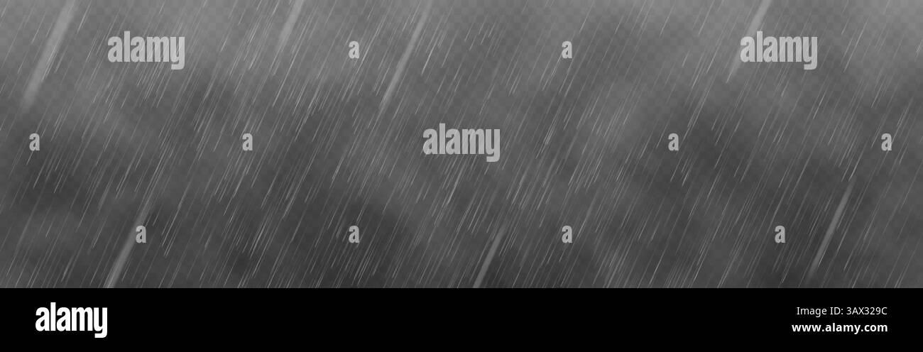 Rain Effect. Storm with water drops falling on transparent background ...