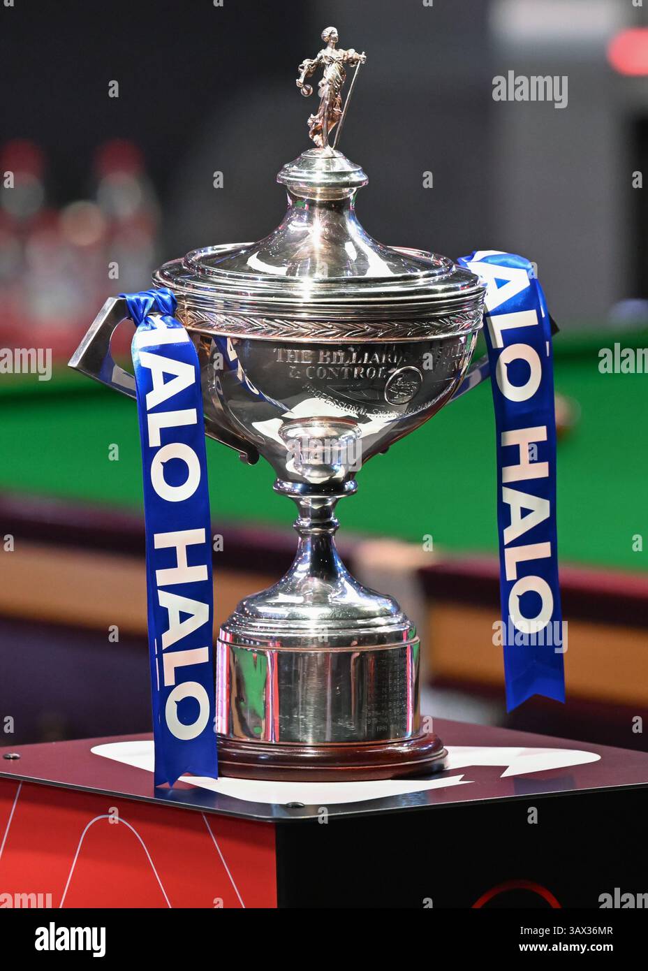 Sheffield, England, 20th April 2025. The Halo World Championship trophy ...