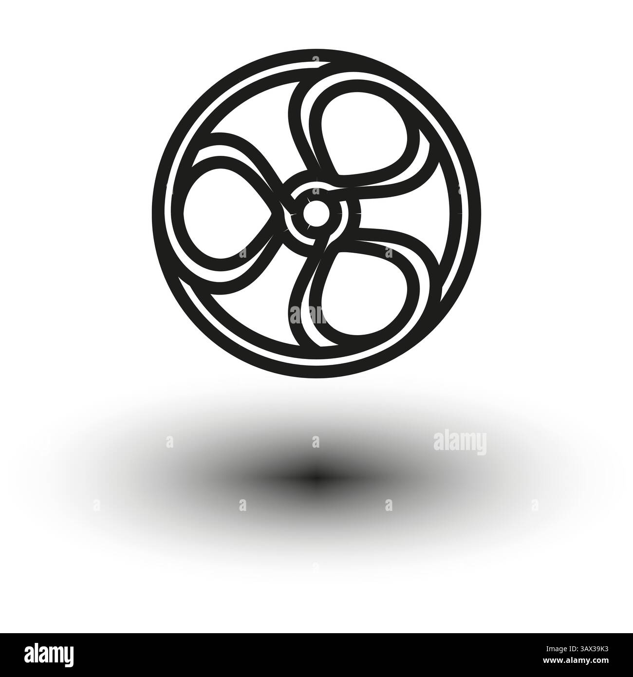 Fan blade icon. Circular wind symbol. Airflow propeller shape. Vector ...