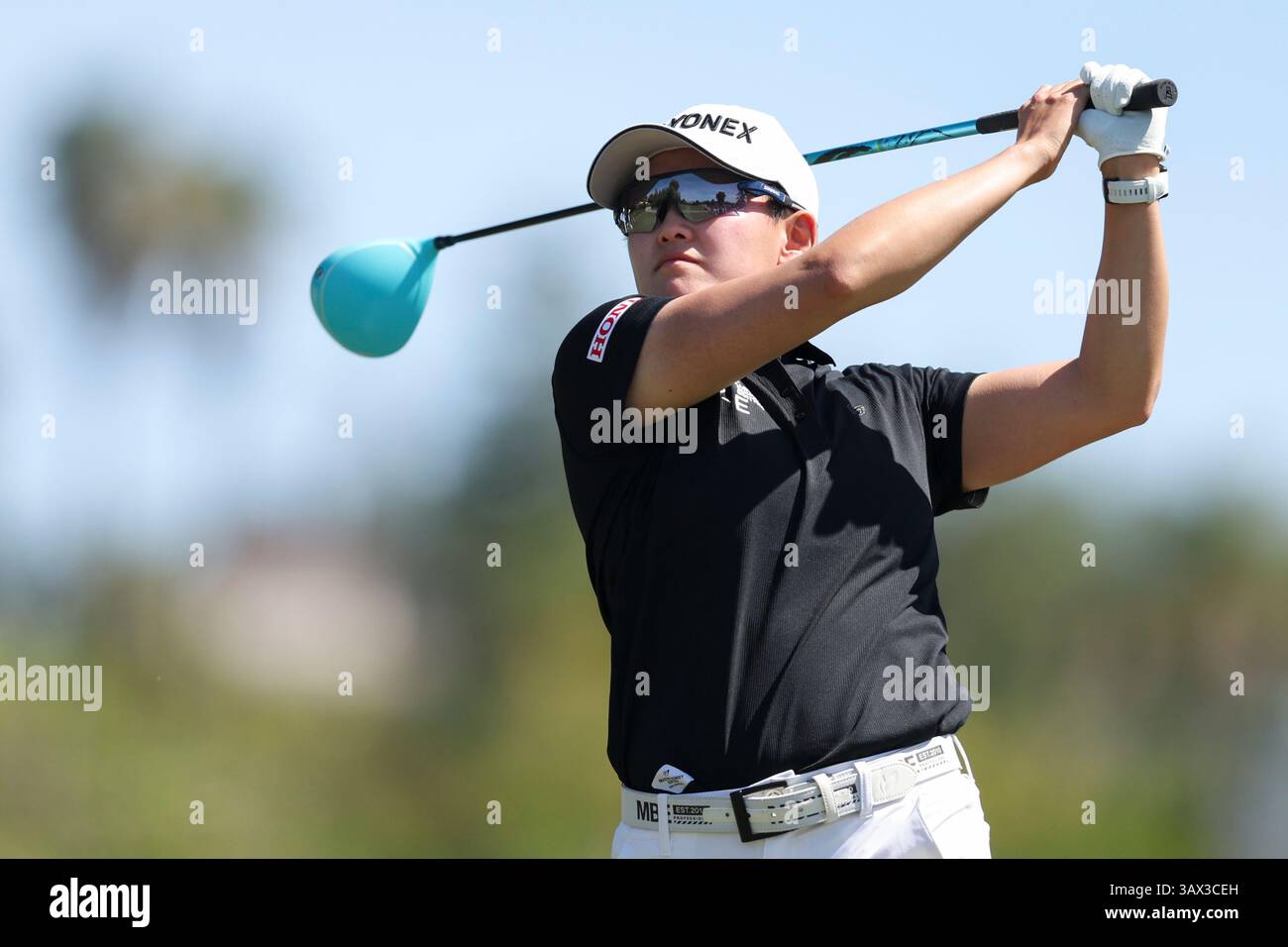 Akie Iwai hits from the seventh tee during the final round of the LPGA ...