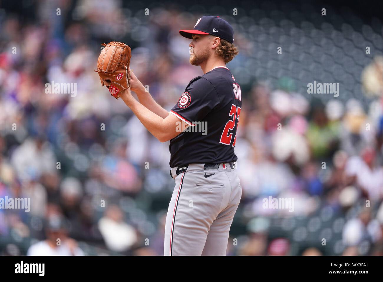Washington Nationals pitcher Jake Irvin (27) in the first inning of ...