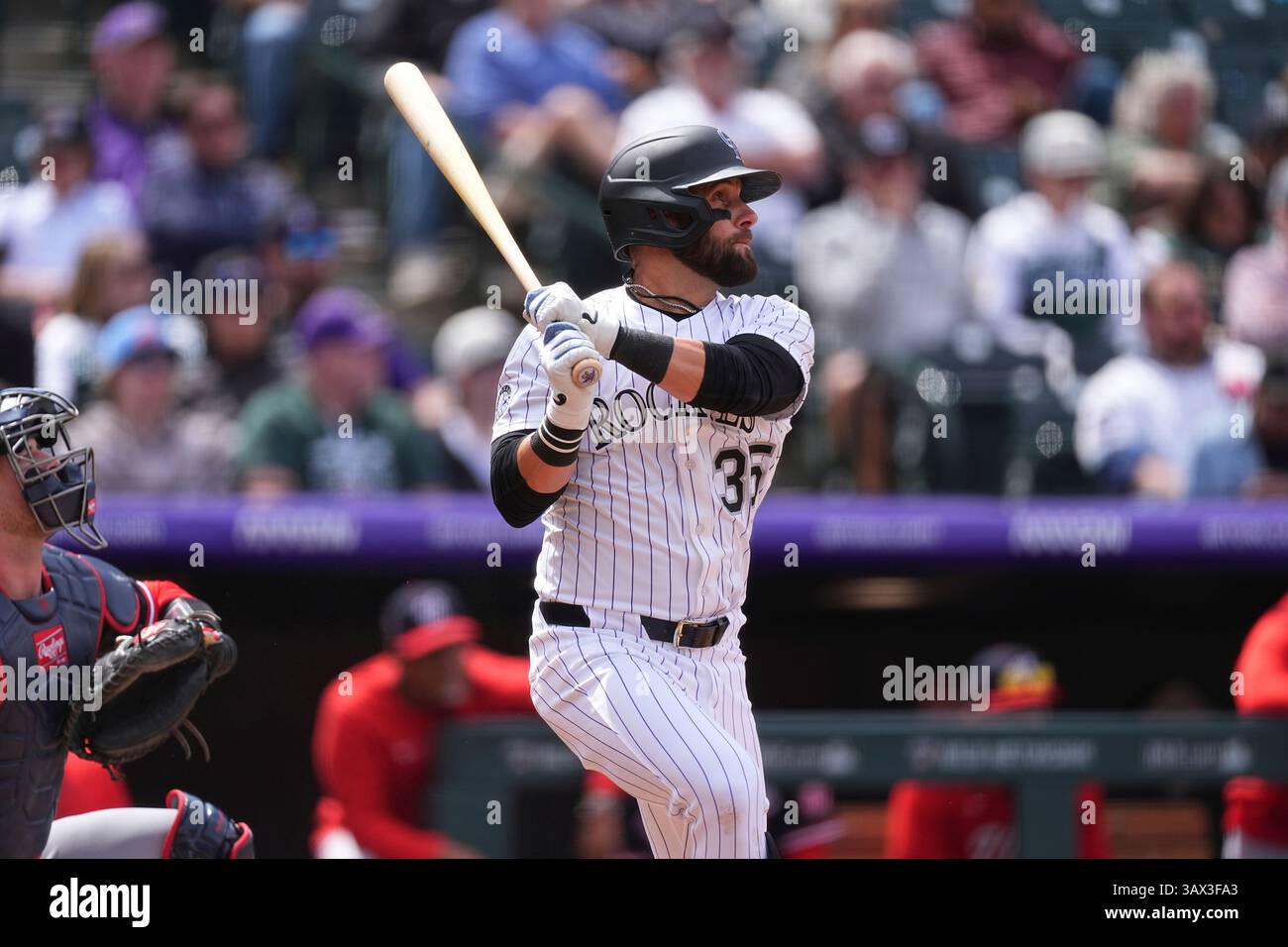Colorado Rockies fielder Nick Martini (35) in the fifth inning of Game ...