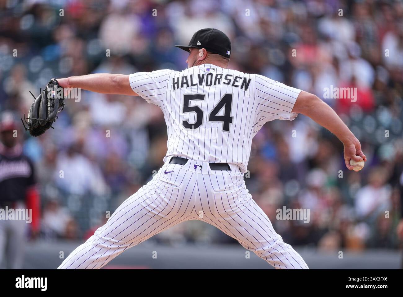 Colorado Rockies relief pitcher Seth Halvorsen (54) in the ninth inning ...