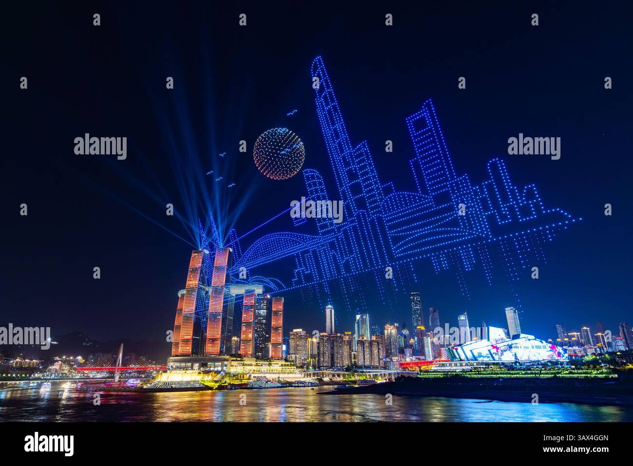 CHONGQING, CHINA - APRIL 20, 2025 - 5000 drones perform a light show in ...