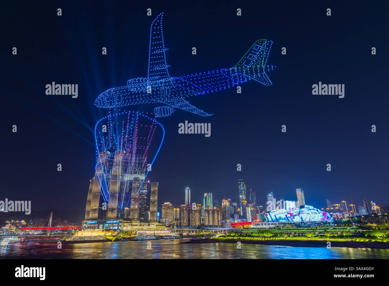 CHONGQING, CHINA - APRIL 20, 2025 - 5000 drones perform a light show in ...
