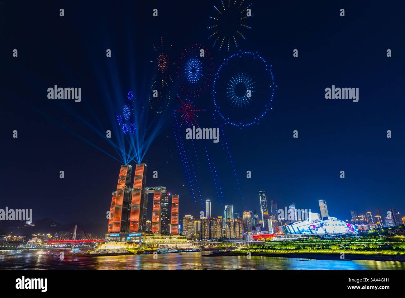 CHONGQING, CHINA - APRIL 20, 2025 - 5000 drones perform a light show in ...