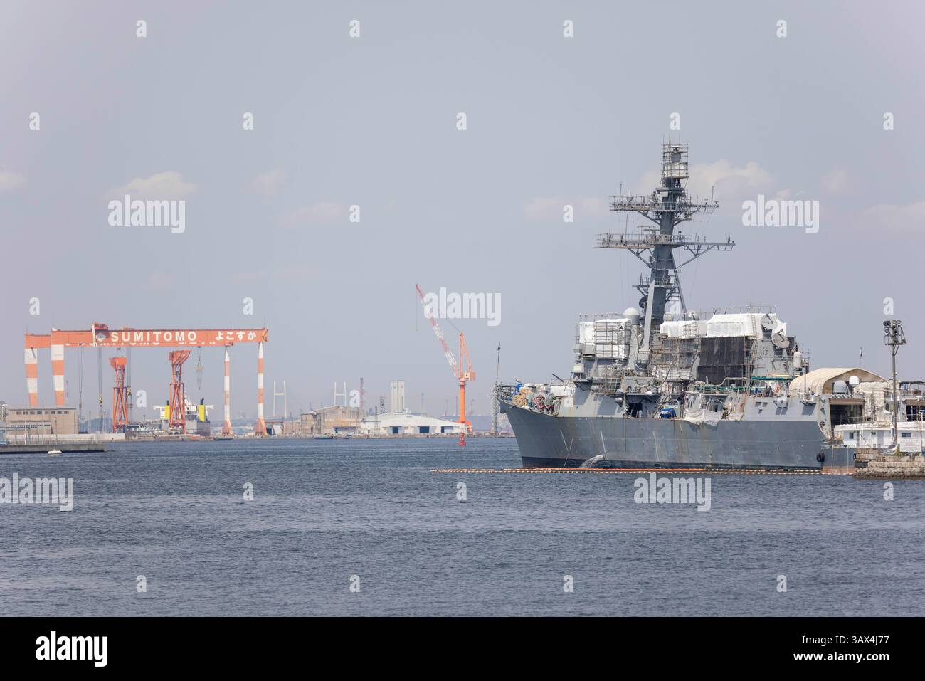 Yokosuka, Japan. 08th Apr, 2025. US Navy ship inside the naval base in ...