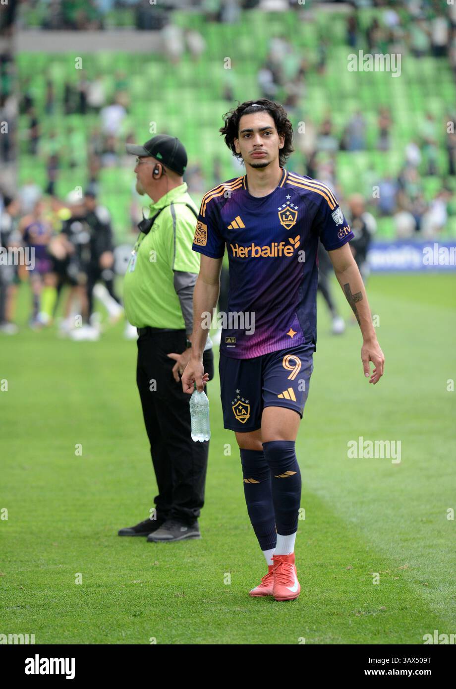 AUSTIN, TX - April 19:LA Galaxy forward Matheus Nascimento heads to the ...