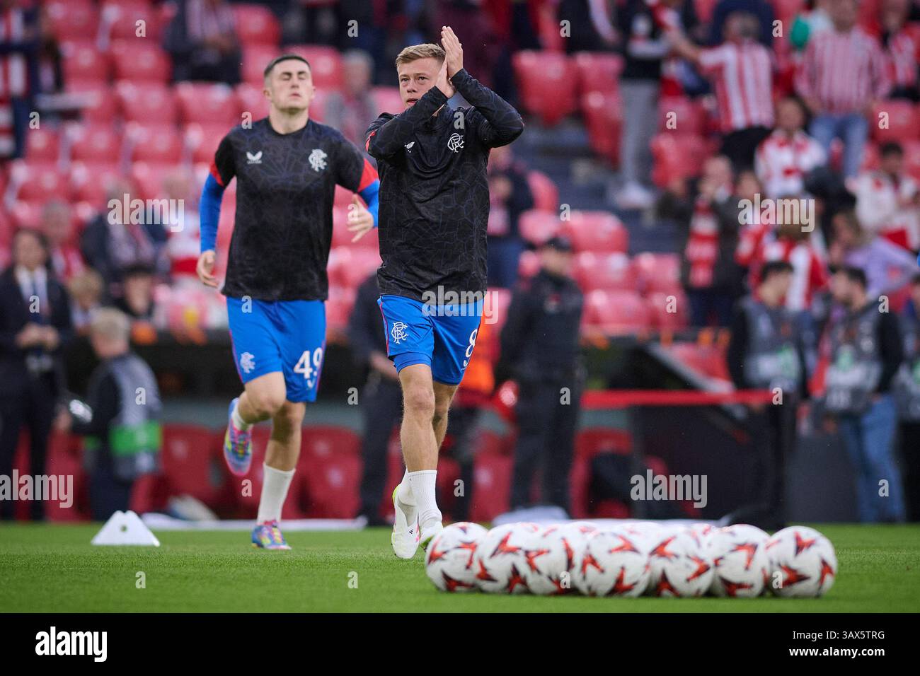Bilbao, Spain. 17th Apr, 2025. Rangers FC's Connor Barron during UEFA ...