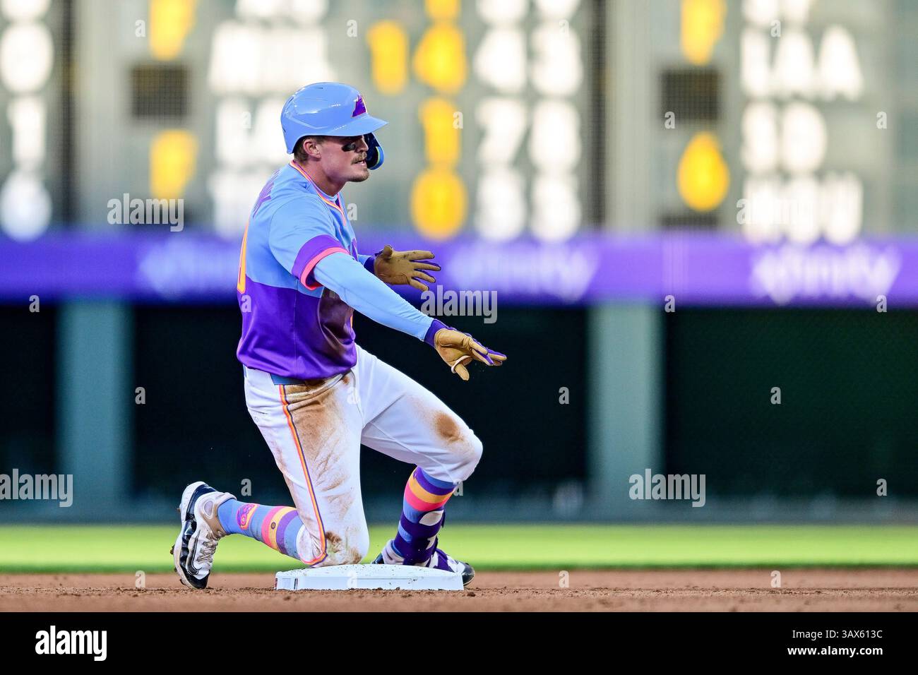 DENVER, CO - APRIL 20: Colorado Rockies second baseman Aaron Schunk (30 ...