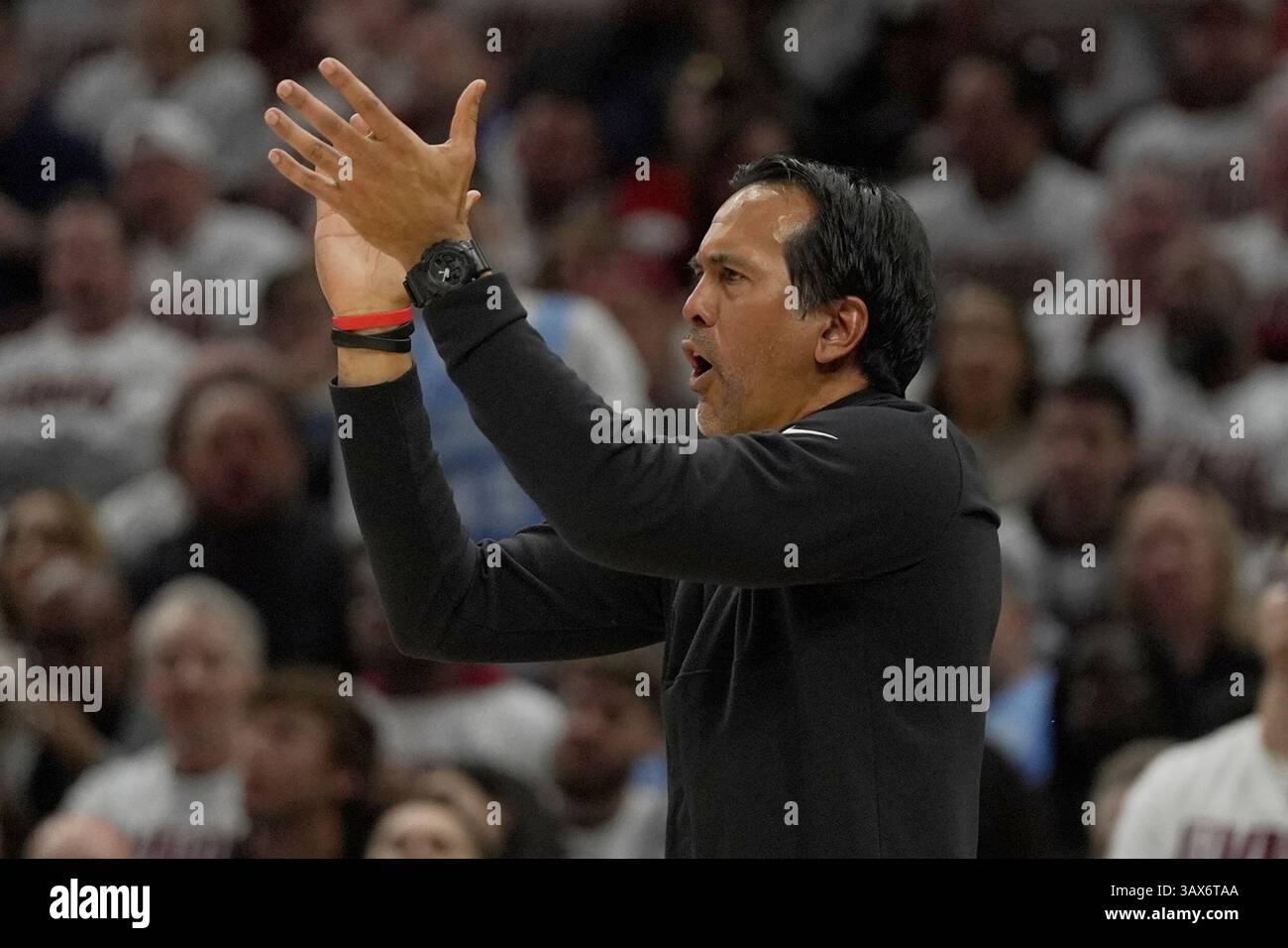 Miami Heat head coach Erik Spoelstra gestures in the second half in ...