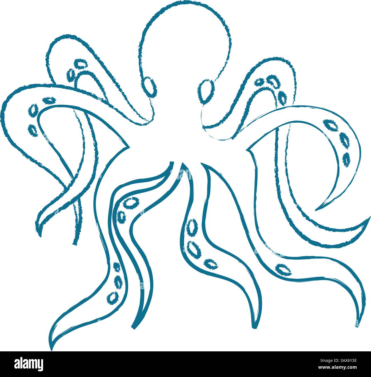 Octopus illustration line drawing Stock Vector Images - Alamy