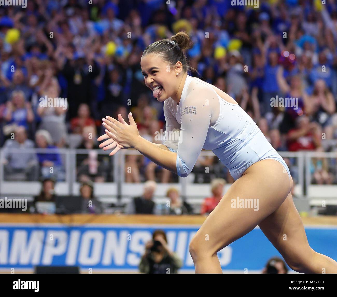 April 19, 2025: UCLA's Brooklyn Moors following her floor routine at ...