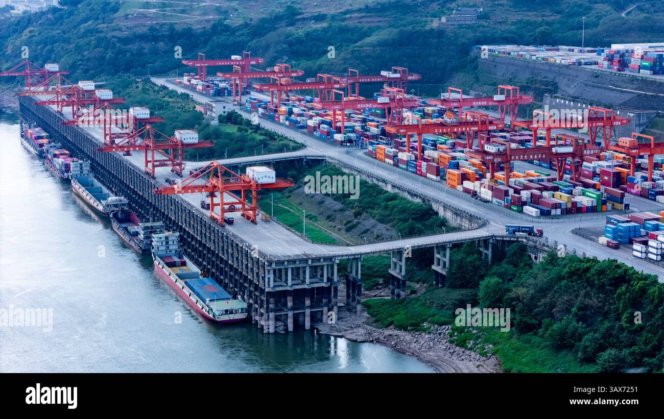 CHONGQING, CHINA - APRIL 20, 2025 - Guoyuan Port Container Terminal ...