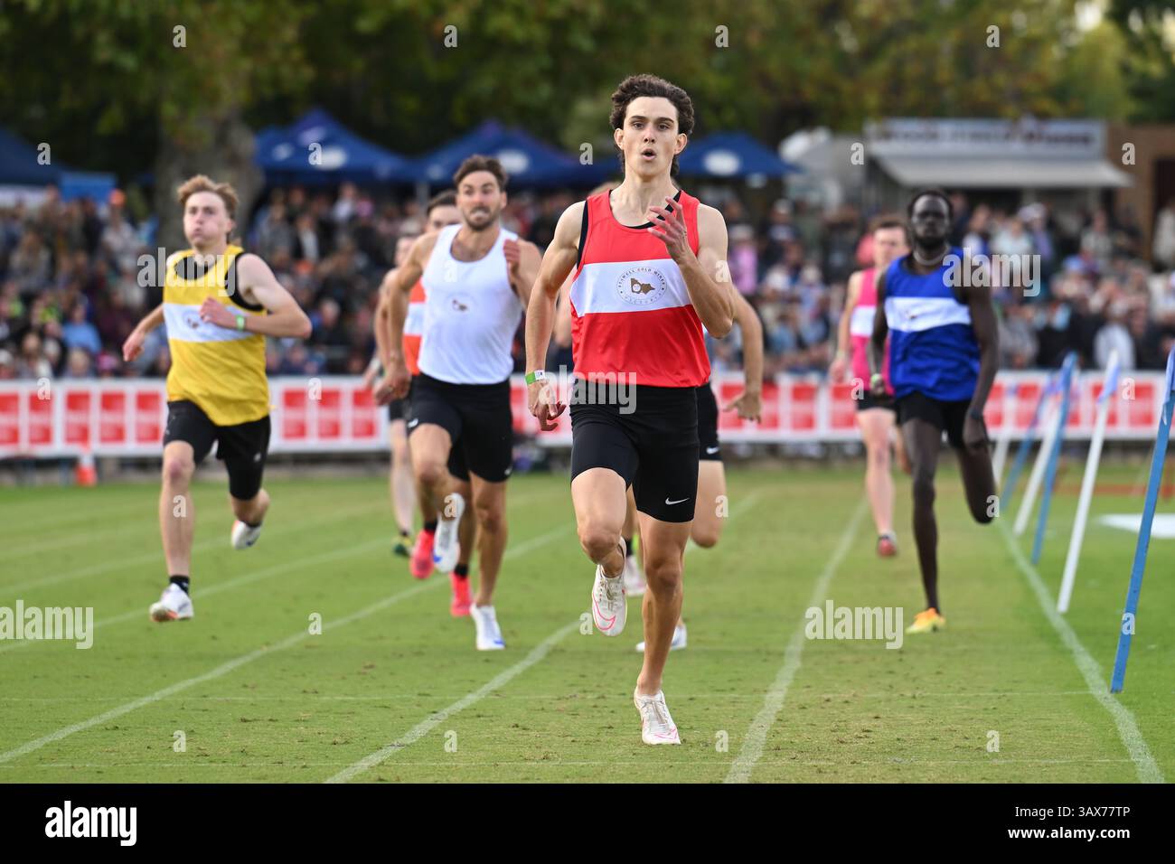Stawell, Australia. 21st Apr, 2025. Hudson Downes wins the 400m Open ...