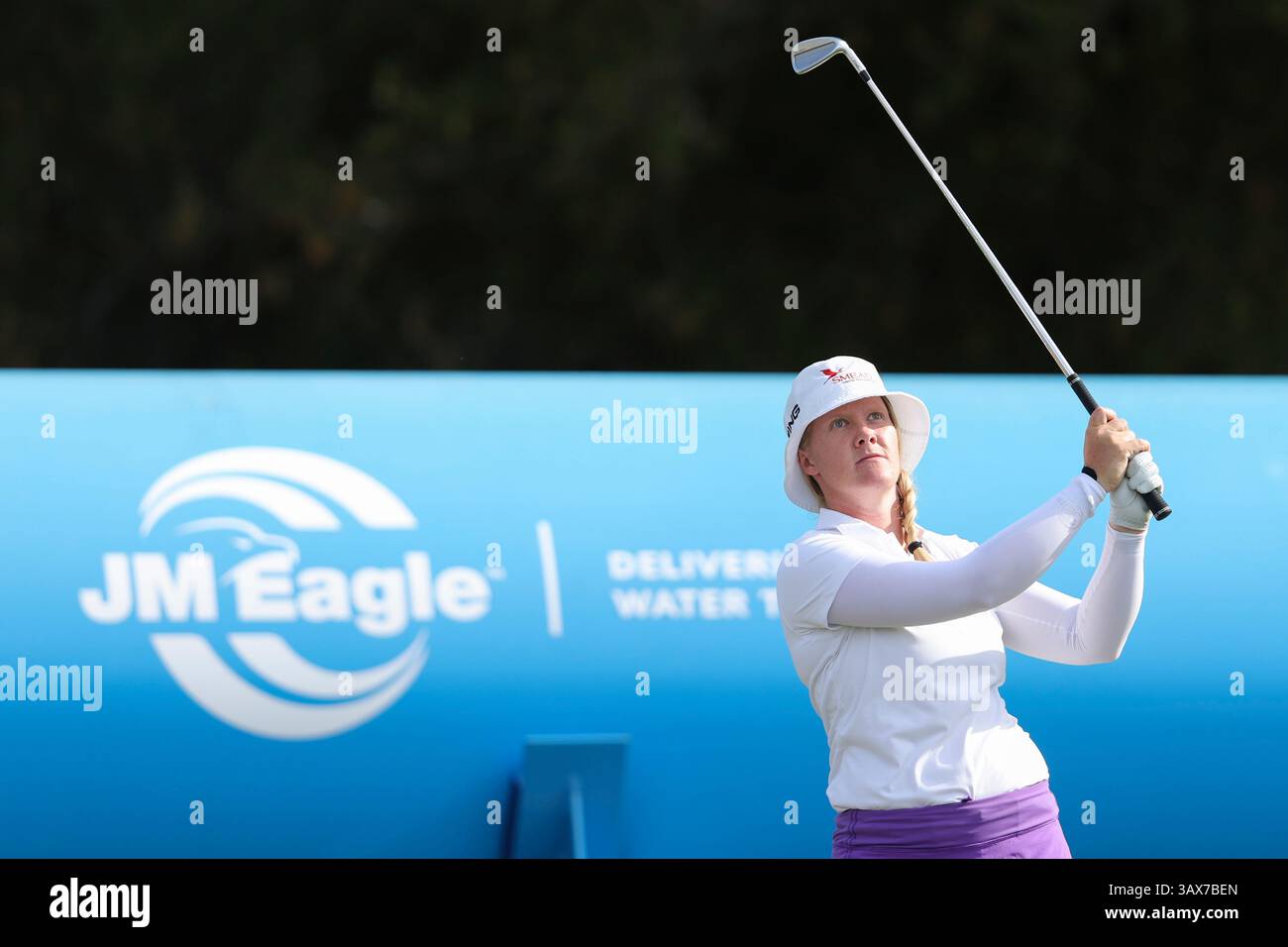 Ingrid Lindblad looks on after hitting from the fifteenth tee during ...