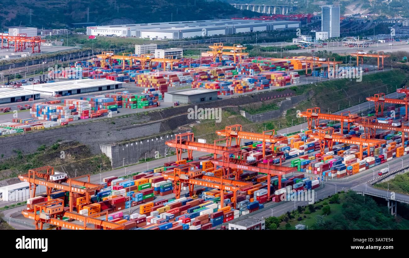CHONGQING, CHINA - APRIL 20, 2025 - Guoyuan Port Container Terminal ...