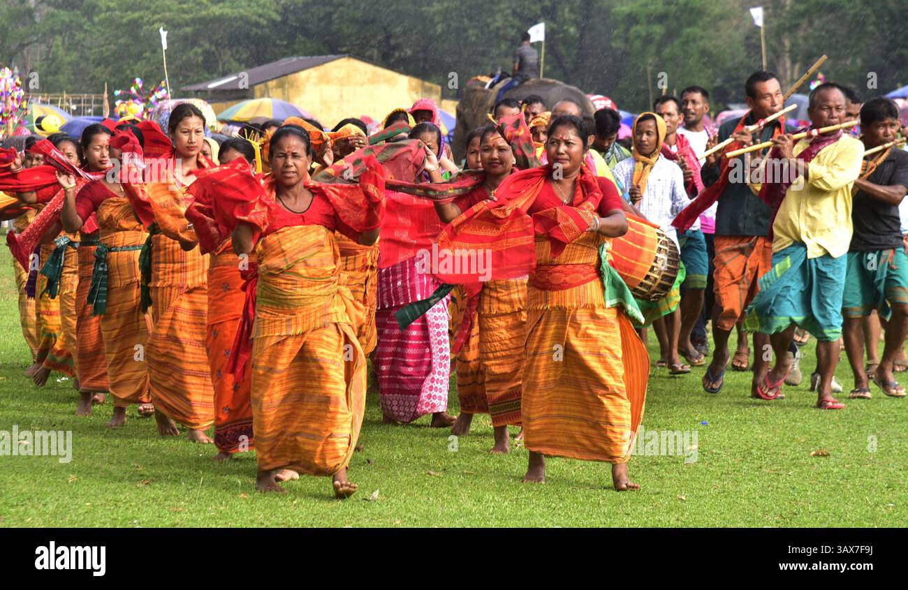 Guwahati, Guwahati, India. 20th Apr, 2025. Bodo tribes performing dance ...
