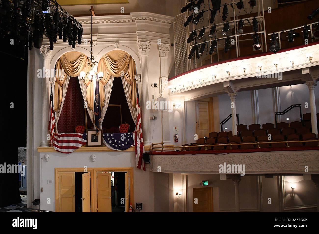 A view inside Ford's theatre and the balcony where President Abraham ...
