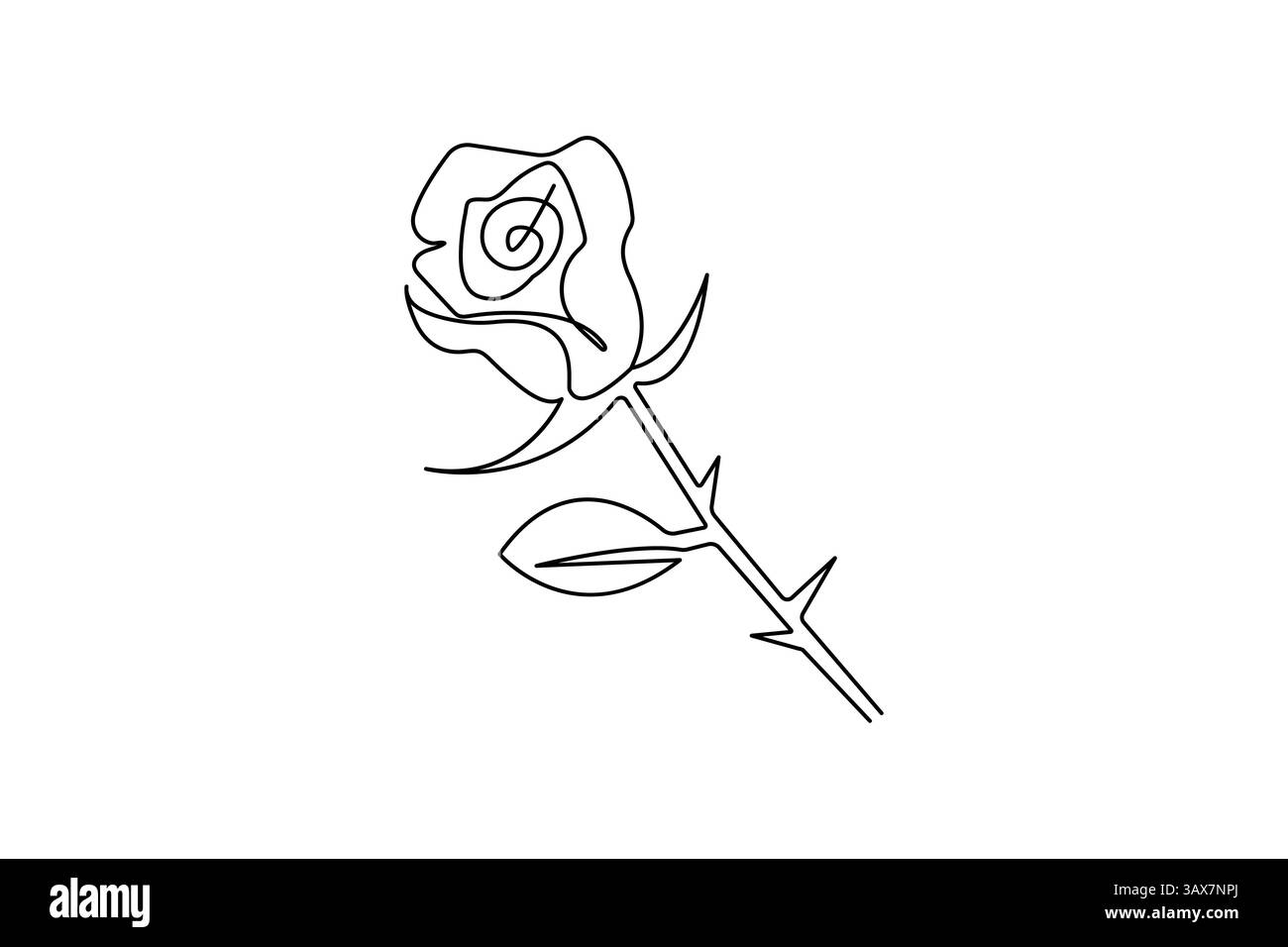 Minimalist rose flower continuous one line art vector illustration ...