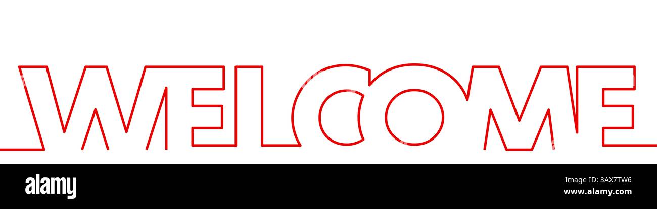 Big welcome sign. Outline inscription bottom border. Flat illustration ...