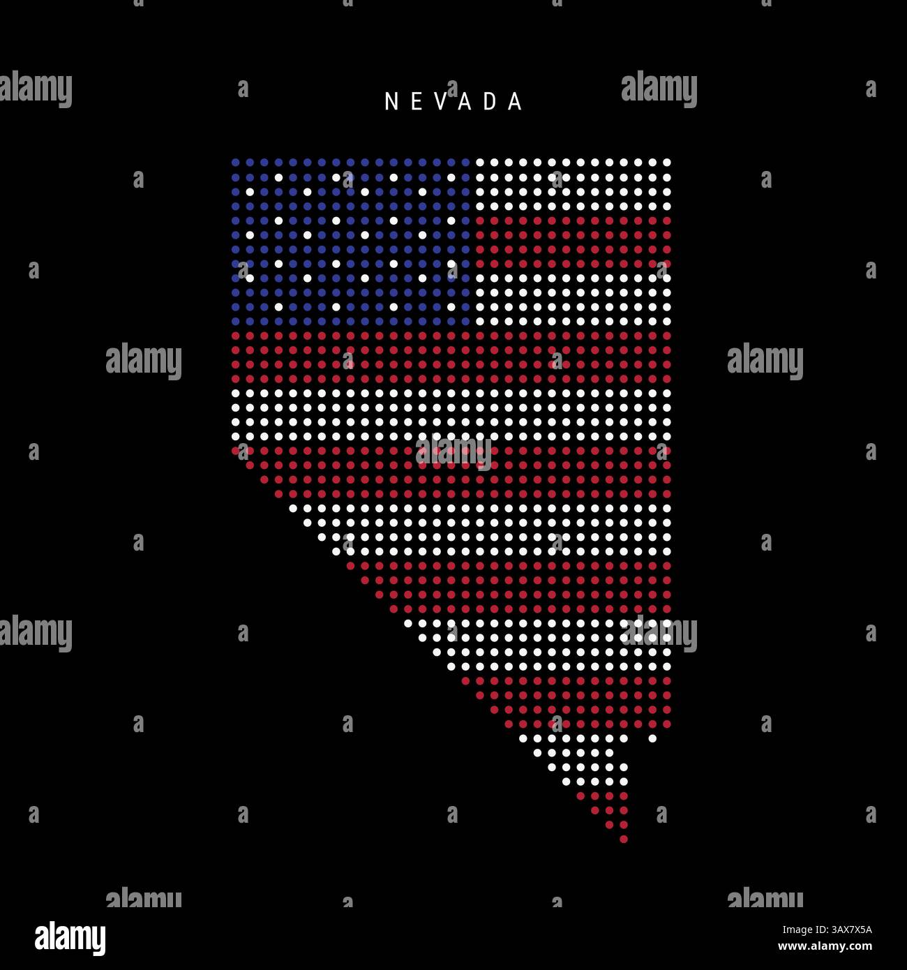 Nevada US state dot pixel map in the colors of the American flag. Flat ...