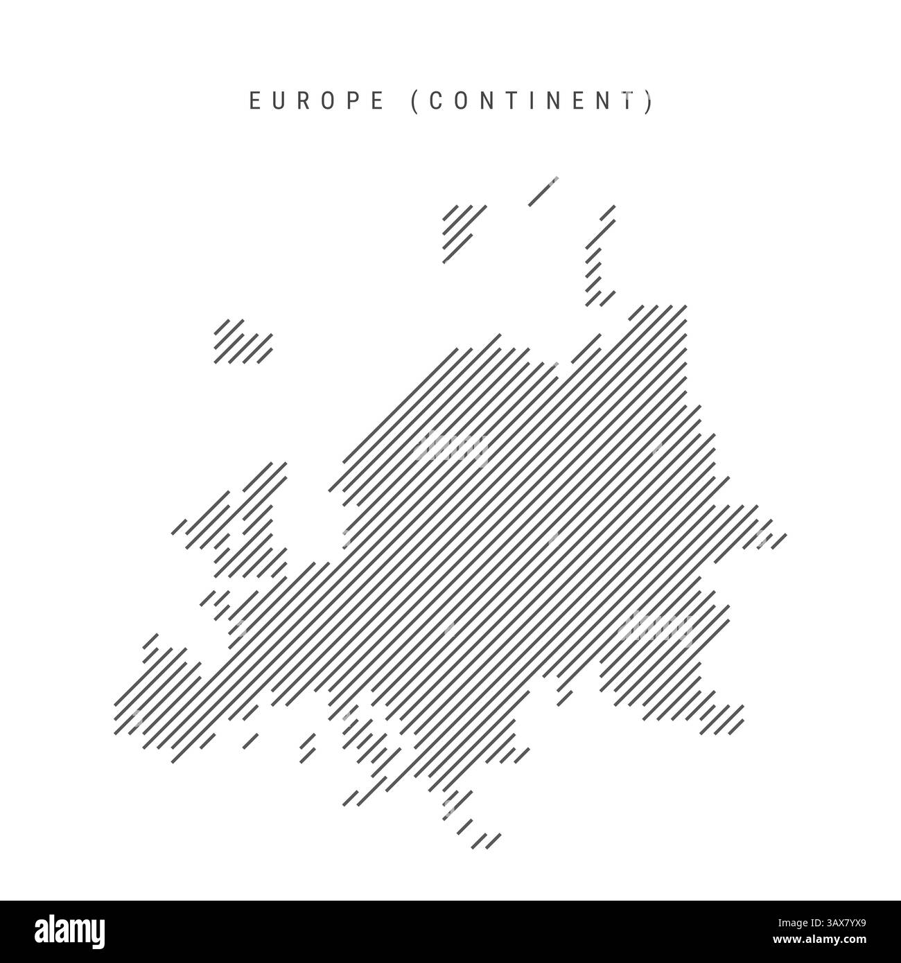 Europe map from pattern of black slanted parallel lines. Continent map ...