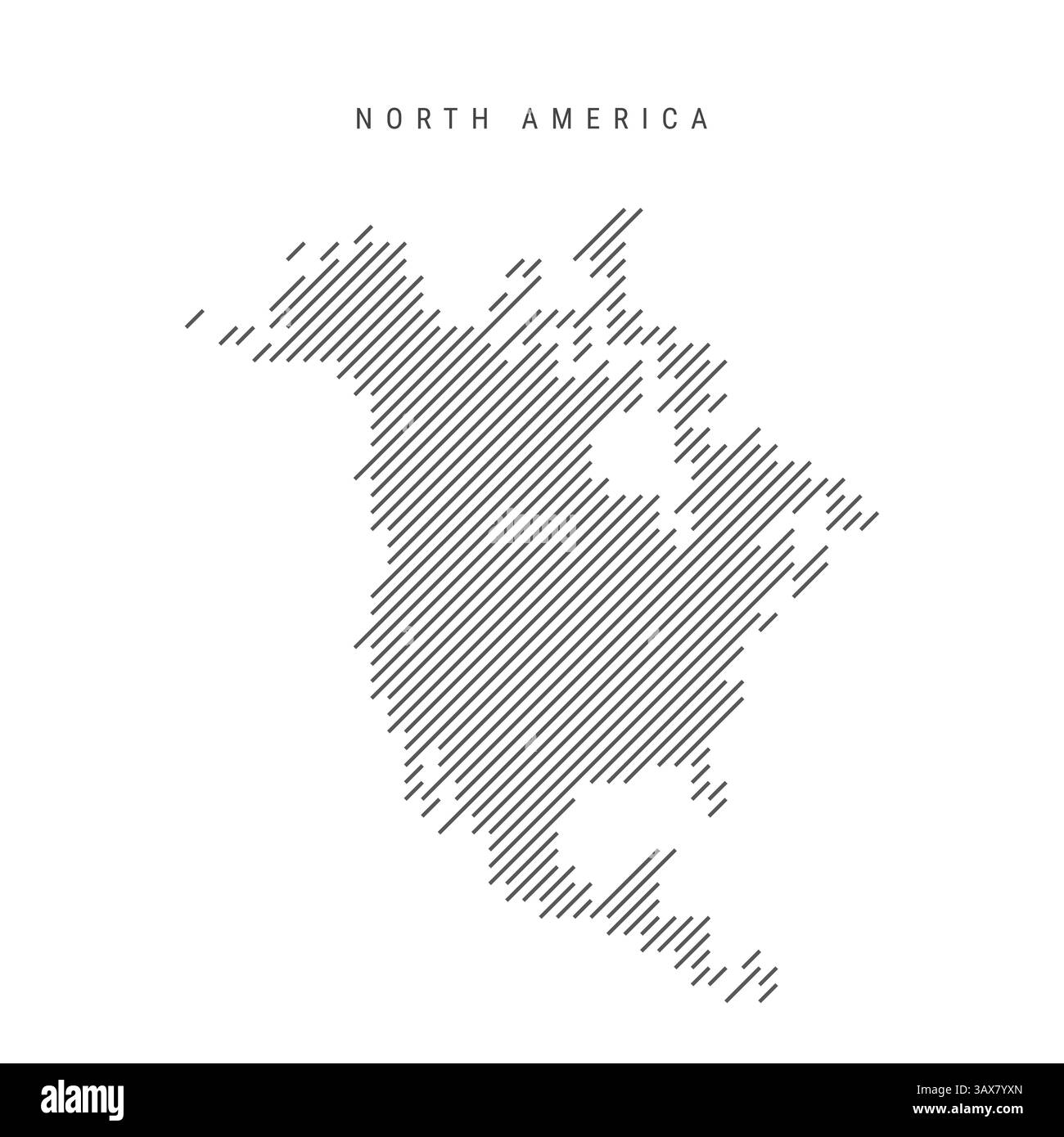 North America map from pattern of black slanted parallel lines ...