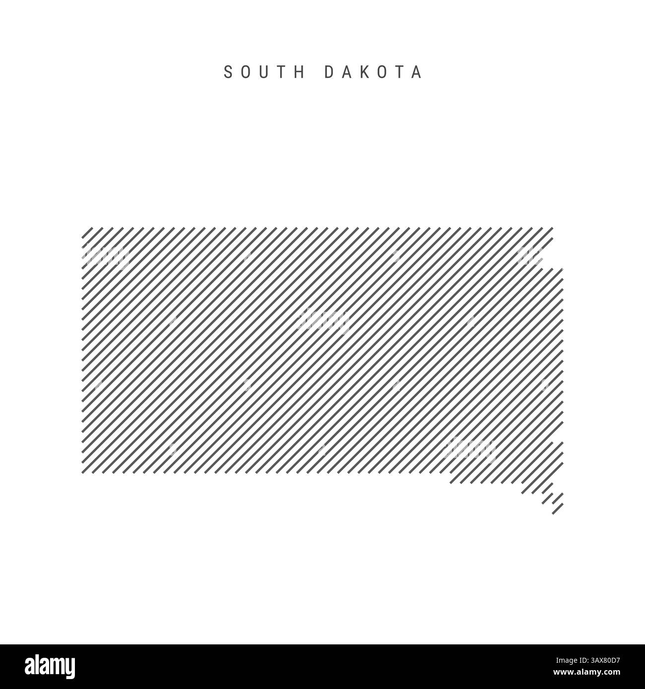 South Dakota map from pattern of black slanted parallel lines. US state ...