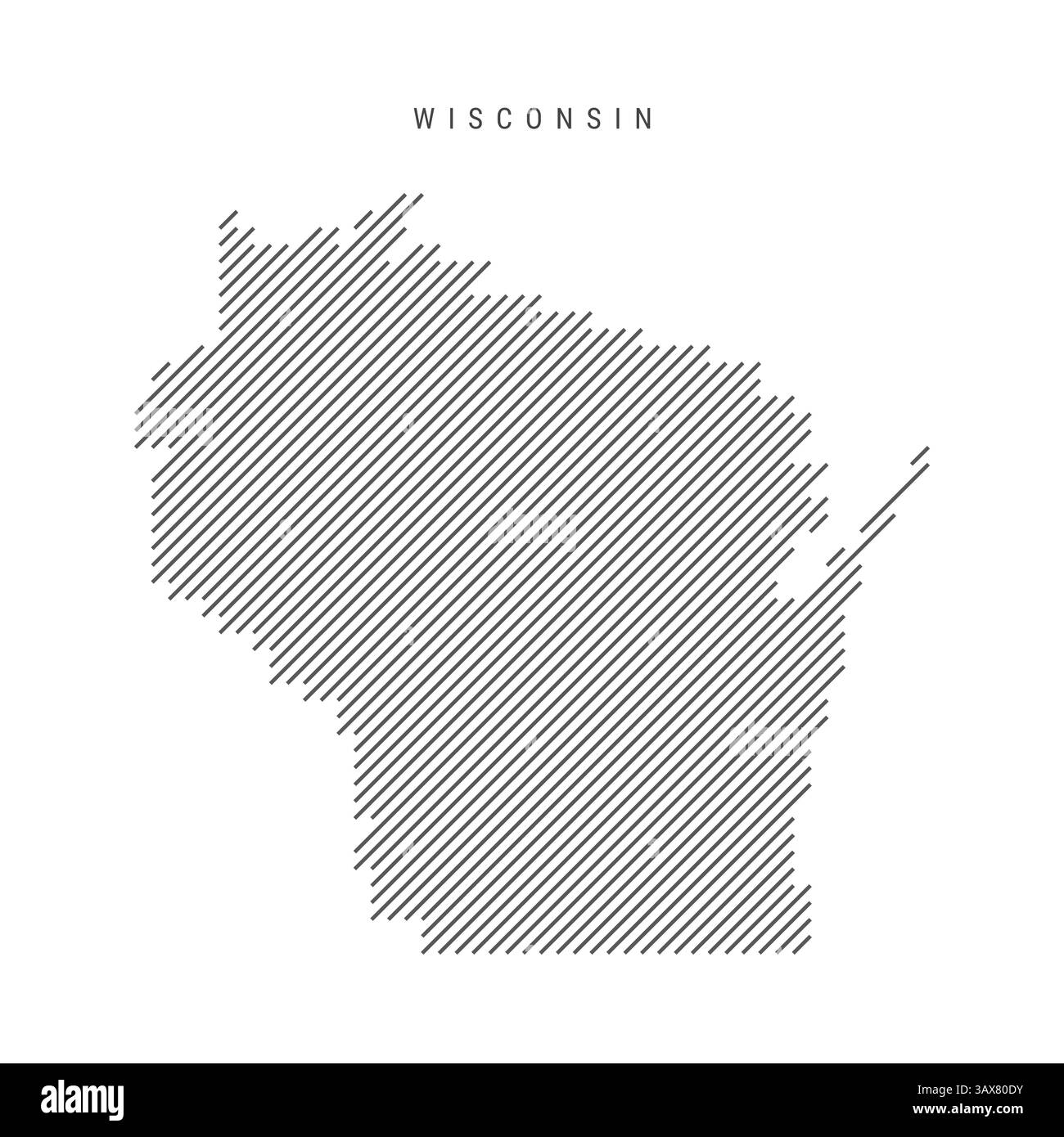 Wisconsin map from pattern of black slanted parallel lines. US state ...