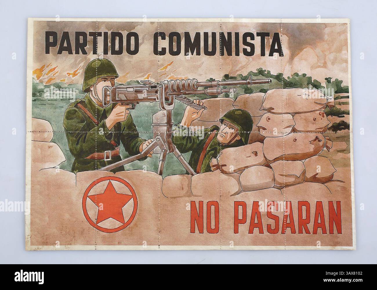 Vintage historical Spanish Civil War Poster with perforated voucher ...