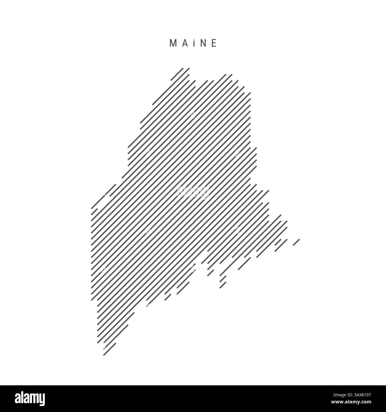 Maine map from pattern of black slanted parallel lines. US state map with gray diagonal lines ...