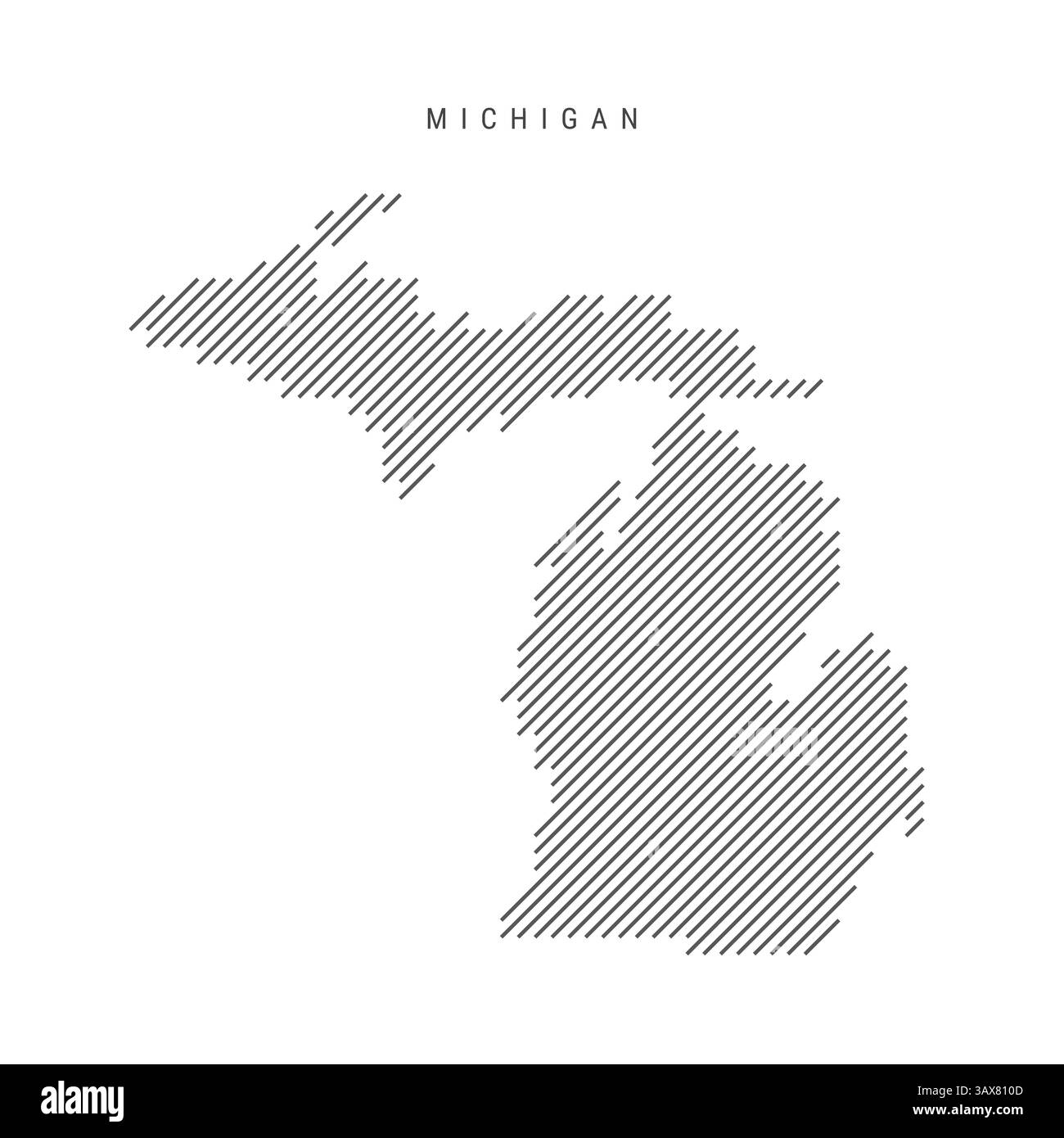 Michigan map from pattern of black slanted parallel lines. US state map ...