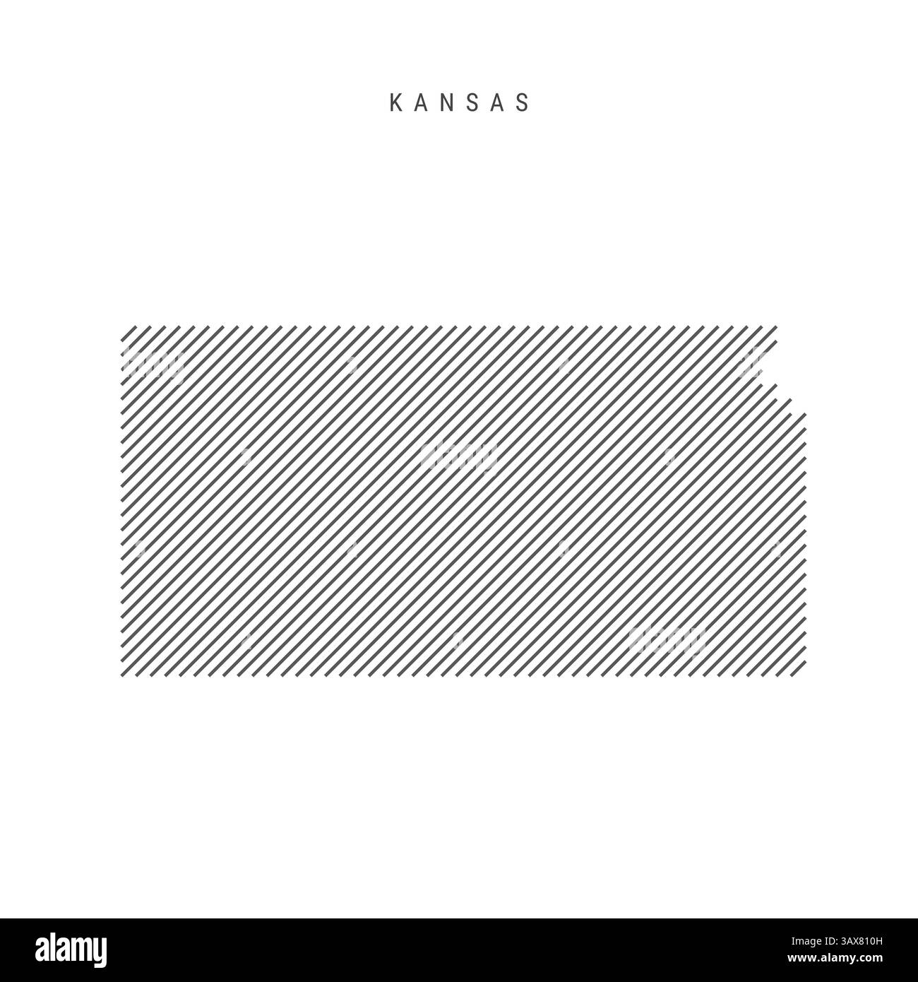 Kansas map from pattern of black slanted parallel lines. US state map ...