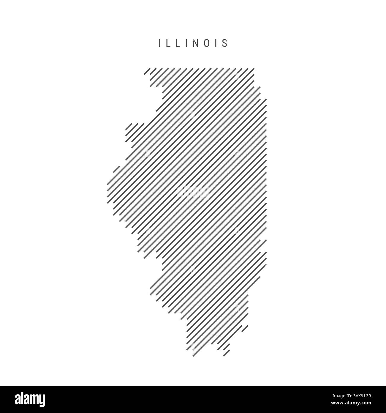 Illinois map from pattern of black slanted parallel lines. US state map ...