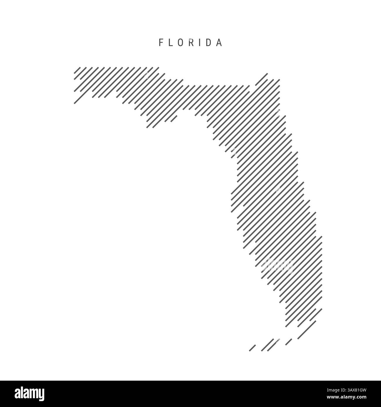 Florida map from pattern of black slanted parallel lines. US state map ...