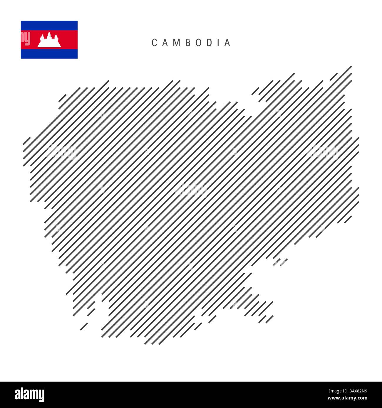 Cambodia map from pattern of black slanted parallel lines. Cambodian ...