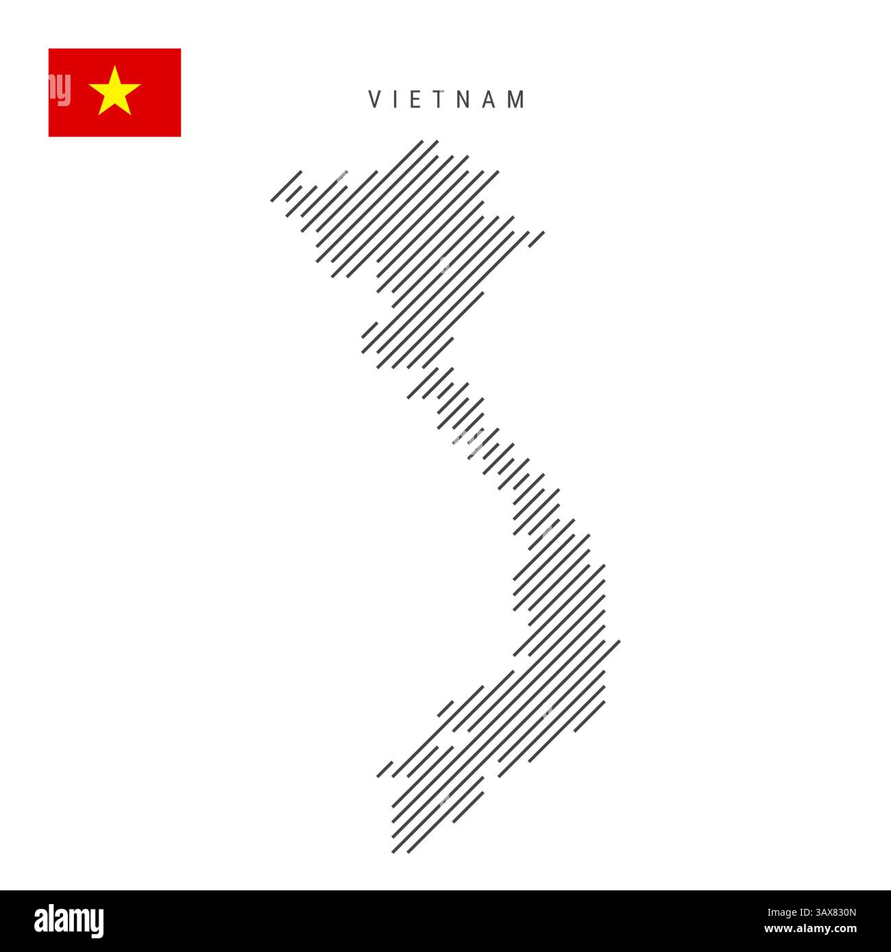 Vietnam map from pattern of black slanted parallel lines. Vietnamese ...