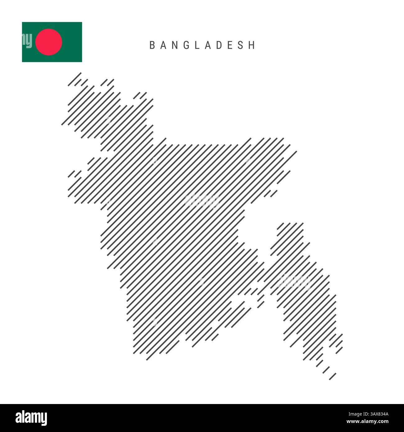 Bangladesh map from pattern of black slanted parallel lines ...