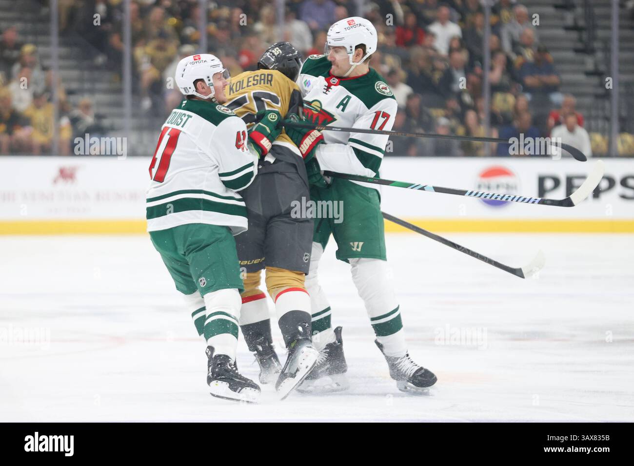 Minnesota Wild center Gustav Nyquist (41) and left wing Marcus Foligno ...