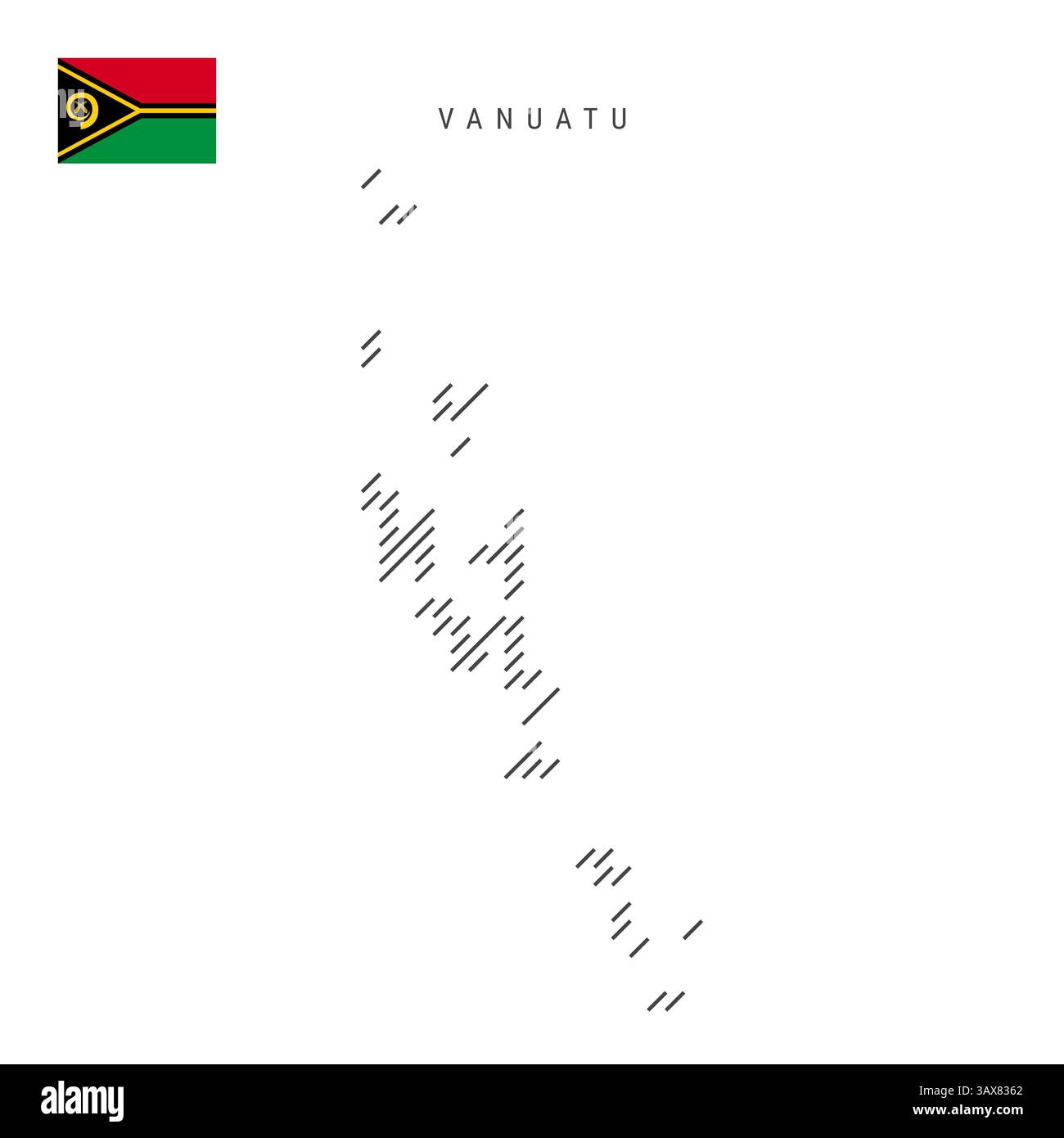 Vanuatu map from pattern of black slanted parallel lines. Vanuatuan map ...