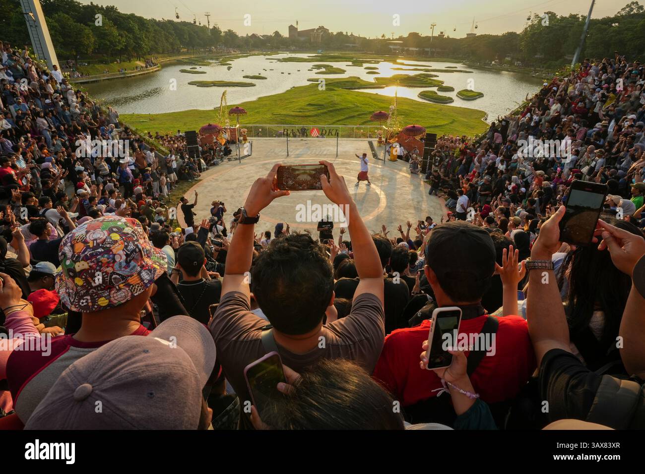 Indonesia. 20th Apr, 2025. Visitors are taking photos against the ...