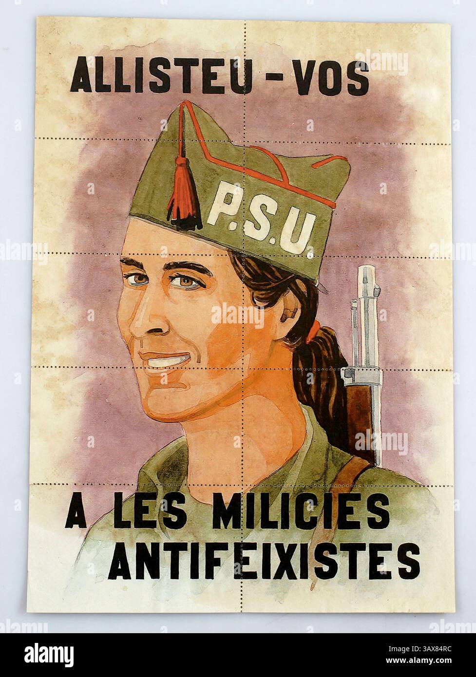Vintage historical Spanish Civil War Poster with perforated voucher ...
